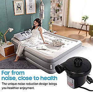 Electric Air Pump, Portable Air Pump Quick-Fill Inflator Deflator with 3in1 Nozzle Adapter for Air Mattresses Airbeds Boats Swimming Ring Inflatable Pool Raft(AC 110V/DC 12V)