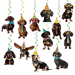 24 Pcs Dachshund Hanging Decorations Dachshund Hanging Swirls Ceiling Swirls Dachshund Birthday Party Supplies for Dachshund Party Decorations Funny Dog Decorations