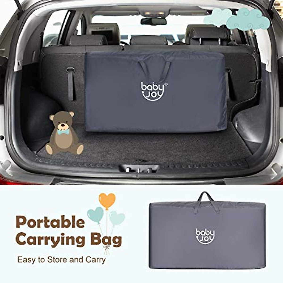 BABY JOY Baby Bedside Crib, Portable Travel Sleeper Bed Side Bassinet w/Carrying Bag, Newborn Bassinet to Infant, Kids Crib with Detachable Mattress, Height & Angle Adjustable, Breathable Mesh, Grey