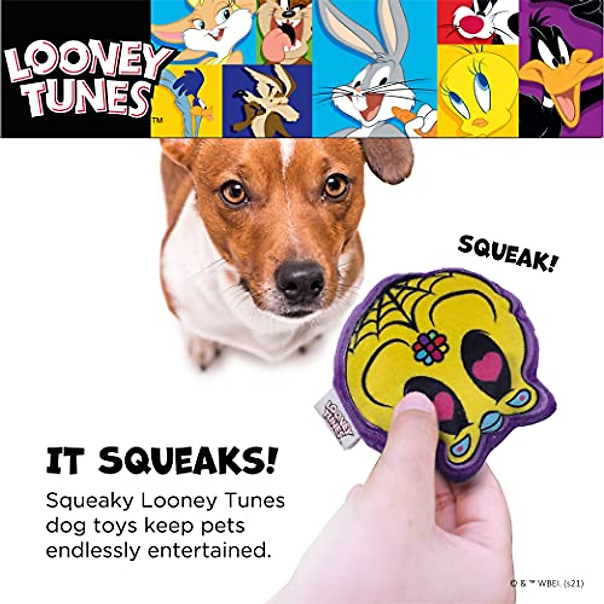 LOONEY TUNES for Pets Halloween Sylvester The Cat & Tweety Bird Silo Pet Squeaker Toys 2 Piece | Squeaky Dog Toys Small Dog Toys for Small Dogs | Halloween Dog Chew Toys,FF18363