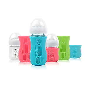 Olababy Silicone Sleeve for Avent Natural Glass Baby Bottles (8 oz, Translucent)