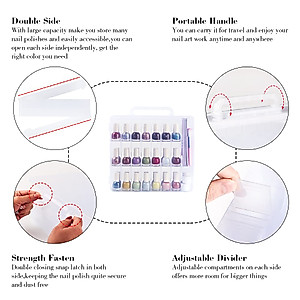 OVX Universal Gel Nail Polish Organizer Storage Portable Carrying Case Holder for 48 Bottles Double -Sided Adjustable Dividers Space Saver with 2 Toe Separators