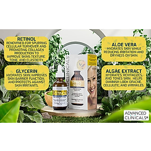 Advanced Clinicals Retinol Body Cream + Retinol Serum 2PC Bundle | Crepey Skin Care Treatment | Face Serum & Body Cream Firming Skincare Set & Kits For Wrinkles, Fine Lines, & Sagging Skin, 2pc Set