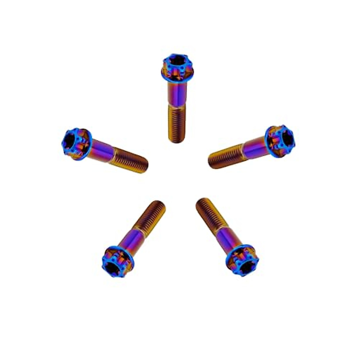 RISON Titanium Bolts M10*1.25 * 35 Torx Titanium Bolts for Motorcycles Hex Head Dual Drive Burnt Blue Titanium Flange Bolt Pack of 5