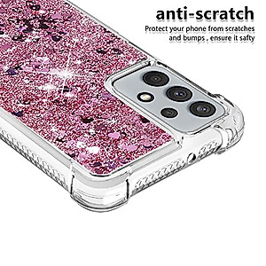 Phone Case Cover Glitter Case Compatible with Samsung Galaxy A32 5G Case Compatible with Women Girls Girly Sparkle Liquid Luxury Floating Quicksand Transparent Soft TPU Phone Case Bags Sleeves (Color