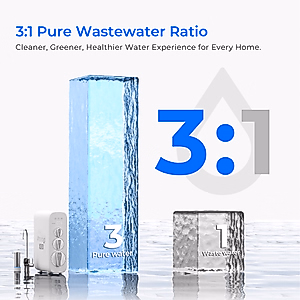 Waterdrop G3P800 Reverse Osmosis System, 800 GPD Fast Flow, NSF/ANSI 42 & 53 & 58 & 372 Certified, 3:1 Pure to Drain, Tankless Under Sink RO Water Filter System, LED Purifier, Smart Faucet