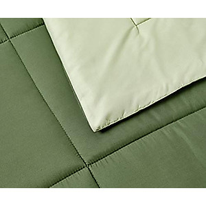 Blue Ridge Home Fashions Two-Tone Reversible Microfiber Down Alternative All Season Comforter-Hypoallergenic Polyester Fill, Twin, Olive/Sage