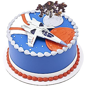 DECOPAC DecoSet Disney and Pixar Lightyear Let's Do This! Cake Topper With Working Lights, Rocket, Buzz, and Friends, 2 Piece Cake Decoration