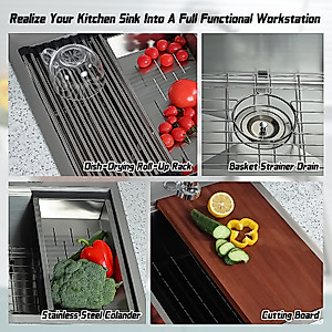 Tysun 27 Inch Undermount Kitchen Sink - 16 Gauge Drop In Kitchen Sink - Stainless Steel Single Bowl Kitchen Sink - Workstation Sink with Accessories