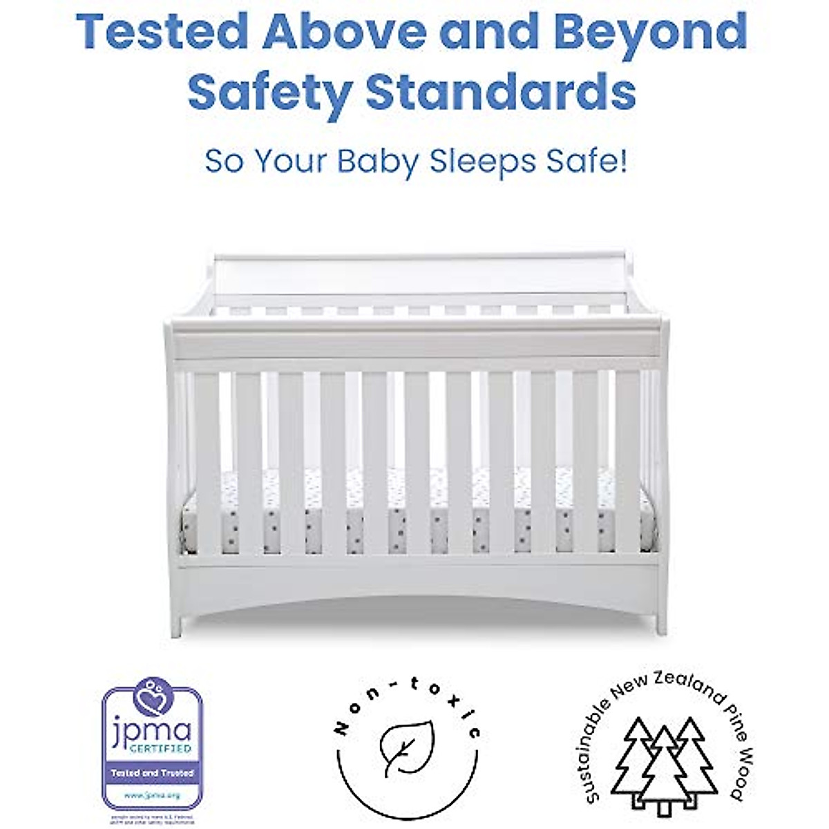 Delta Children Bentley S Series Deluxe 6-in-1 Convertible Crib, Bianca White