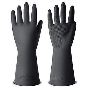 ThxToms Dishwashing Gloves, 3 Pairs Reusable Latex Cleaning Gloves for Housework, Kitchen, Bathroom, Extra Large, Black