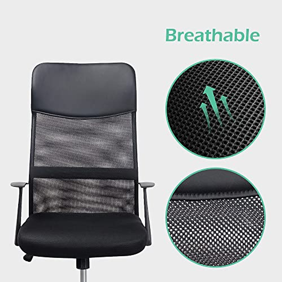 T-THREE.High Back Adjustable Office Chair Ergonomic Mesh Swivel Chair Office Chair Desk Chair Headrest and Lumbar Support Height Adjustable 360°Swivel Rocking Function Mesh Back Seat for Home Office