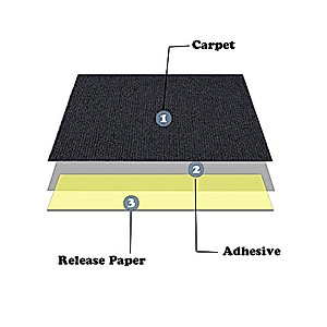 Self Adhesive Carpet Tile, Easy to Peel and Stick Carpet Floor Tile - 12 Tiles/12 sq Ft.