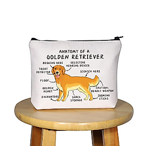 G2TUP Golden Retriever Lover Gift Anatomy Of A Golden Retriever Makeup Bag Golden Retriever Mama Cosmetics Bag Golden Retriever Owner Gift Dog Lover Zipper Travel Pouch