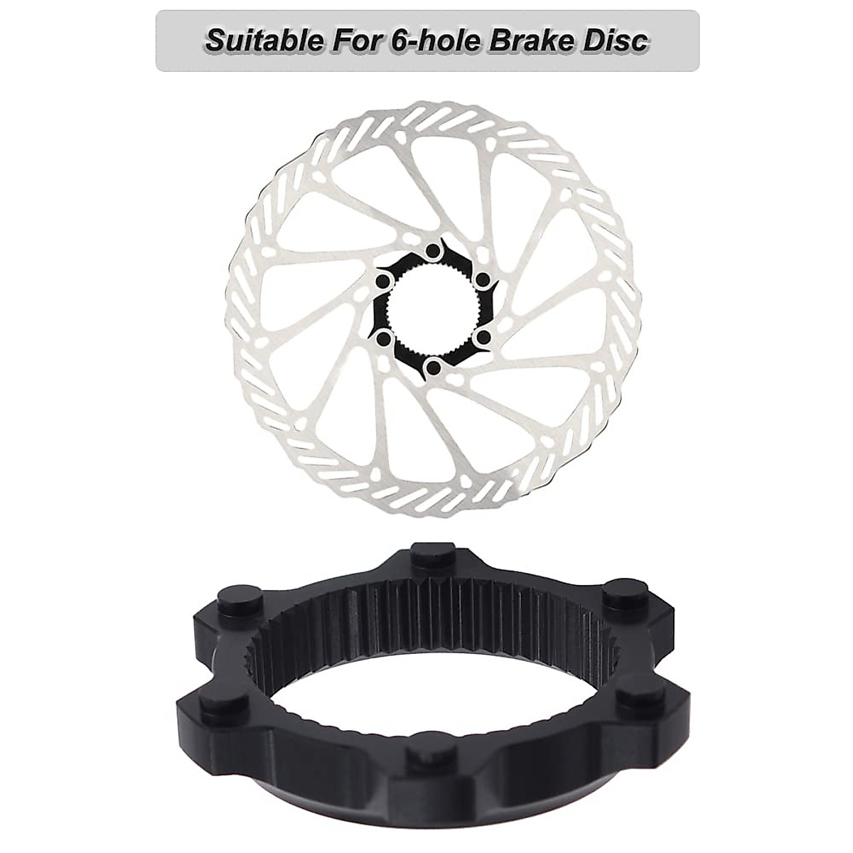 Saipe Bicycle Center Lock Adapter with Lock Ring Aluminum Alloy Centerlock Adaptor 6-Bolt Disc Brake Rotor Adapter Hub Spacer Bicycle Accessories for Mountain/Road Bike 9/12/15mm hub axles