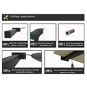 Shelf Brackets,Brackets for Shelves 8 Inch, Industrial Floating Bracket,Wall Mounted Heavy Duty Rustic Shelf Brackets, Decorative Shelving, Shelf Supports Black 4 Pack