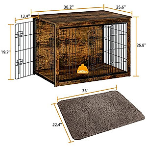 APPOLYN Dog Crate Furniture, Side End Table, Dog Crate Table with Two Doors, Wooden Indoor Dog Kennels Crates for Large Dogs Up to 65lb, 38.2"x25.6"x26.8", Vintage