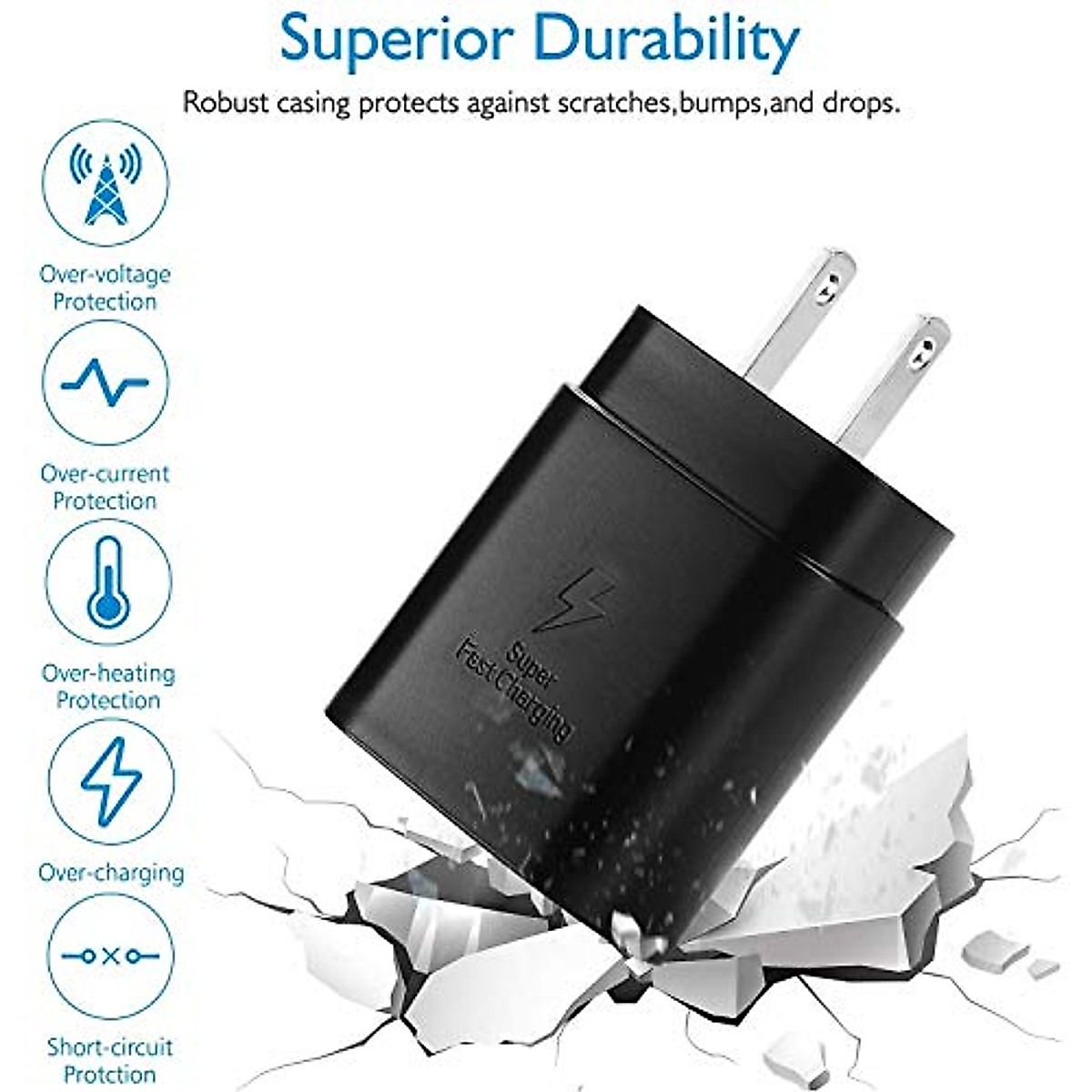 Super Fast Charging Adapter USB C Wall Charger Block & 5ft Type C Cable Compatible Samsung Galaxy S23/S23+/S23Ultra/S22/S22+/S22Ultra/S21/S21+/S20/S20+/S10/S10e/S9/Note 20/Note 10/Note 9/Note8