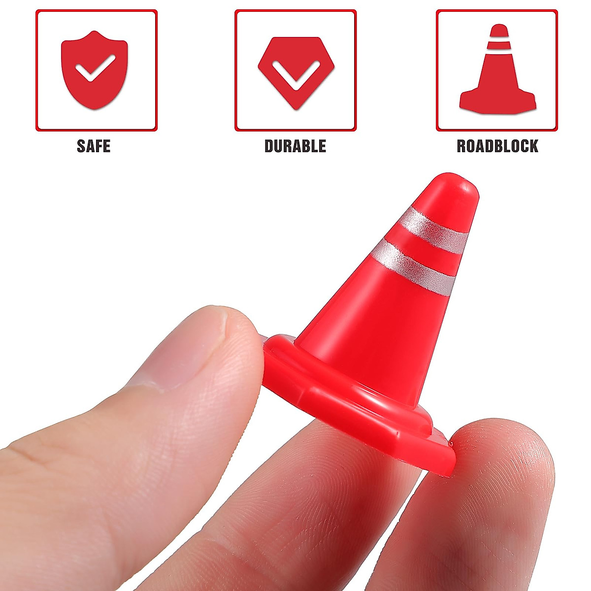 Toddmomy 50pcs Miniature Traffic Safety Cones with Reflective Collars Unbreakable PVC Orange Construction Cones for Micro Landscape Sand Table Toy