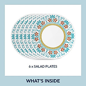 Corelle Terracotta Dreams Dinnerware Set for 6, 18 Pieces & Terracotta Dreams Salad Plate Set for 6 | 8.5 Inch Kitchen Plate Set