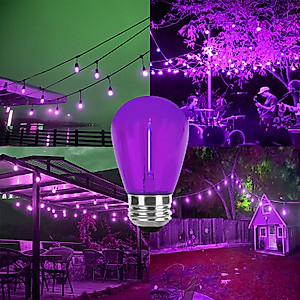LRSUEYSKIN S14 Purple LED Bulbs 1W S14 LED Bulb Shatterproof Plastic Outdoor Indoor Filament Replacement Bulbs E26 Base Decorative LED String Light Bulbs for Party Home Wedding Halloween (Purple)