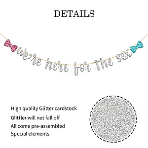 WeBenison Silver Glitter We're Here for The Sex Banner for Baby Shower Party Decor Boy or Girl Gender Reveal Party Supplies