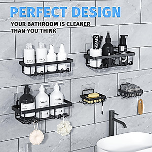 WESTRUE Shower Caddy 5 Pack Shower Shelves No Drilling Shower Rack with Soap Dish Adhesive Shower Organizer Shower Storage for Inside Shower-Black