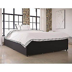 DHP Maven Upholstered Platform Bed for Raised Mattres Support with Underbed Storage Drawers, No Box Spring Needed, Queen, Black Faux Leather
