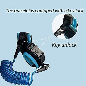 UUU damao Toddler Leash, Upgraded Anti-Lost Wristband with Induction Lock, Outdoor Activities Baby Leash with Safety Wristband Rope for Babies Toddlers(Blue, 59.05in)