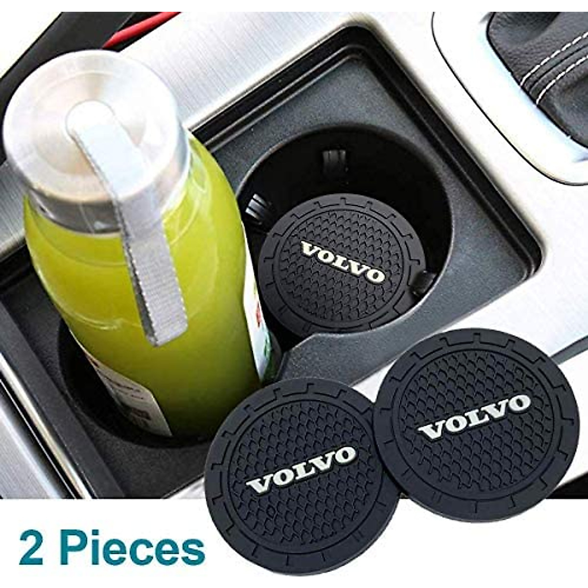 JDclubs 2.75 Inch Diameter Oval Tough Car Logo Vehicle Travel Auto Cup Holder Insert Coaster Can 2 Pcs Pack (fit Volvo)