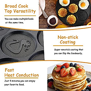 NBFTLTOP Animal Pancake Pan Non-stick Pancake, Sarten Para Pancakes Griddle Mini Pancake Maker Flapjack Faces Grill Pan with Silicone spatula & Brush