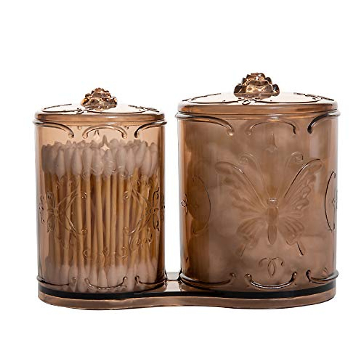 Cotton Swab Holder Clear Acrylic Cotton Balls Container Large Capacity Bathroom with Lid Containers for Makeup Sponges, Bath Salts, Cotton Rounds (Transparent)