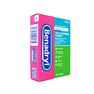Benadryl Original Strength Anti-Itch Cream, Bug Bite Itch Relief, Diphenhydramine HCl Topical Analgesic & Zinc Acetate Skin Protectant, Great for Camping Essentials, 1 oz, 2 Pack