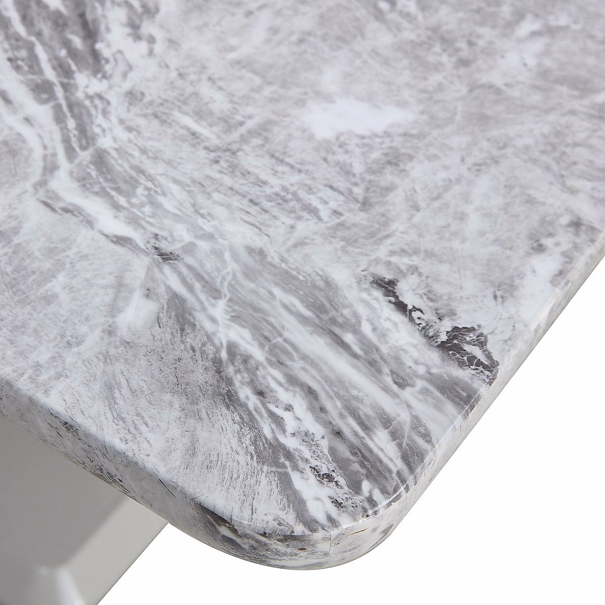 63" Luxurious White Imitation Marble Dining Table, Modern Rectangular Dining Table with Faux Marble Top and U-Shape MDF Base, Office Computer Table for Kitchen Living Dining Room(No Chairs)