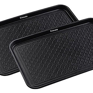 Trimate All Weather Boot Tray, 2 Pack Water Resistant Plastic, Multi-Purpose for Shoes, Pet Feeding Trays, Garden-Mudroom Entryway, Garage, Indoor or Outdoor - Medium, 24"x16" - (Black)
