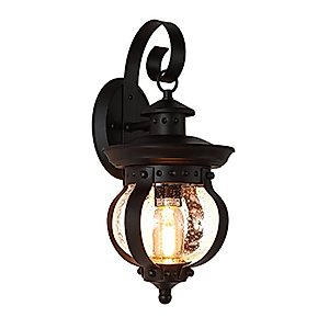 MINGYAN Creative Wall lamp American Retro Outdoor Wall Lamp, Creative Wrought Iron Outdoor Balcony Garden Waterproof Feather Glass Lamp Wall Lamp, Enclosed Lamp Body Lamp Home Decoration