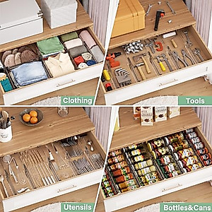 FUNIZE Adjustable Drawer Dividers, 4'' High Expandable Drawer Organizers for Clothes, 3 Pack 12.6-22.8'' Drawer Separators for Kitchen/Bedroom/Office/Bathroom Organization and Storage-Clear