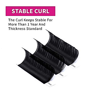 Lash Extension D Curl 15-20mm Mixed Tray Silk Classic Lash Extensions Supplies Individual Eyelash Extensions (0.20-D)