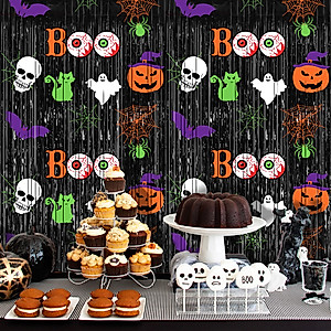 Halloween Party Decorations Scary Black Halloween Photo Backdrop Streamers, 2 Pack 3.3 x 6.6 FT Halloween Decor Foil Fringe Curtains Halloween Backdrops for Parties Birthday Window Door Indoor Outdoor