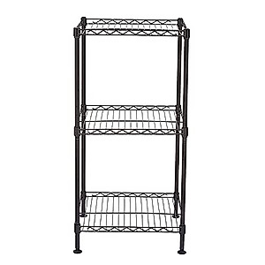 Storage Rack 3 Tier Black Wire Shelving Tower Tool Adjustable Utility Shelves Heavy Duty Standing Shelf Units for Laundry Bathroom Kitchen Pantry Closet