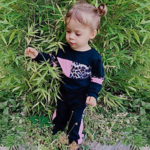 YALLET Toddler Girls Clothes,Baby Girl Fall Outfits Pink Sweatsuit 2 Sets