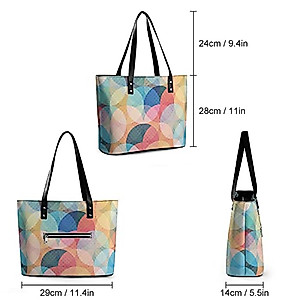 Womens Handbag Circle Pattern Leather Tote Bag Top Handle Satchel Bags For Lady