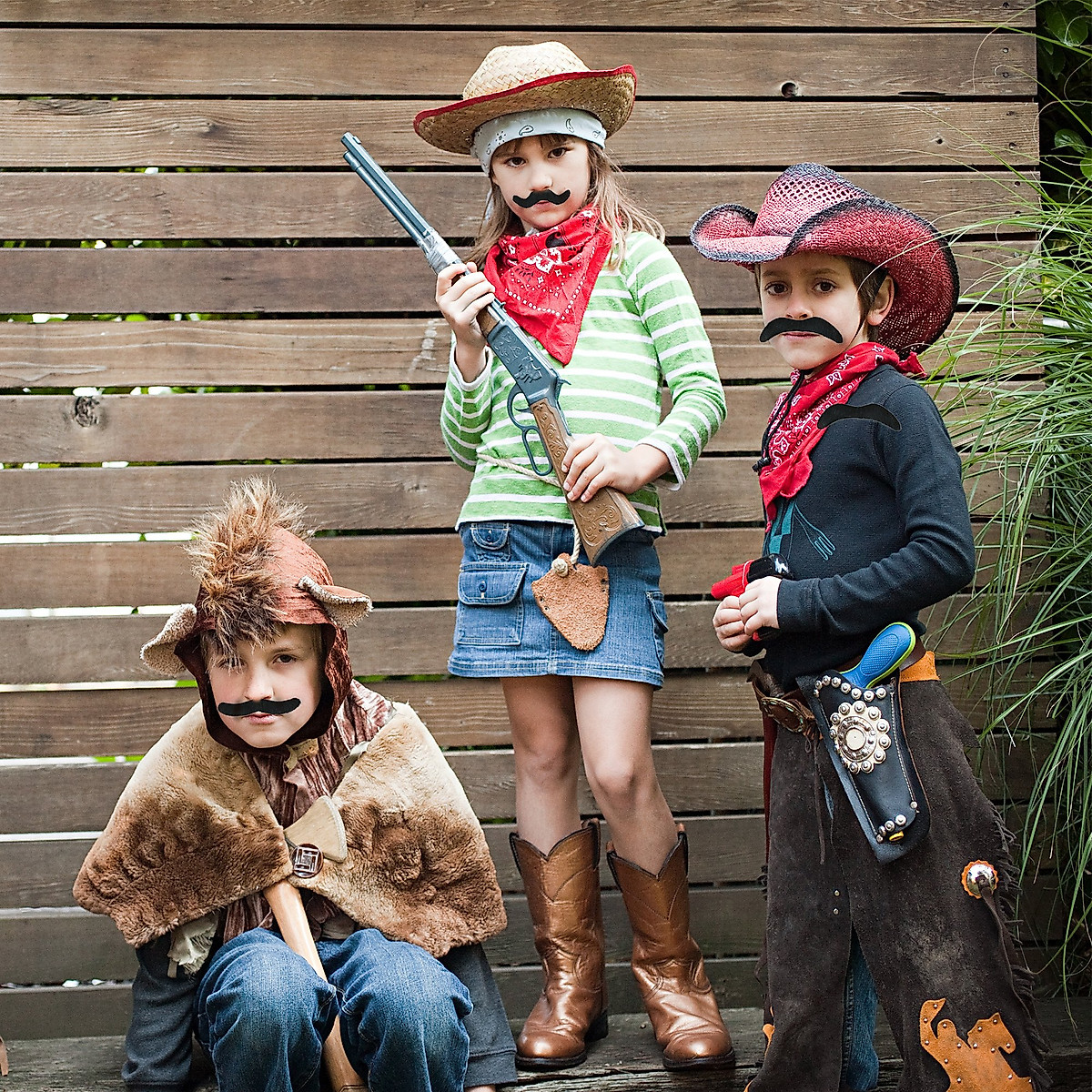 Skeleteen Self Adhesive Party Mustaches - Hairy Fake Black Sticker Mustache - 3 Piece Set