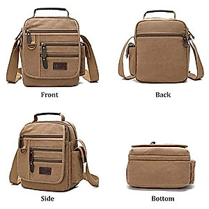 Sunsomen Mens bag Canvas Shoulder Bag Small Messenger Crossbody Bag Work Bag Vintage Multi-function (White)