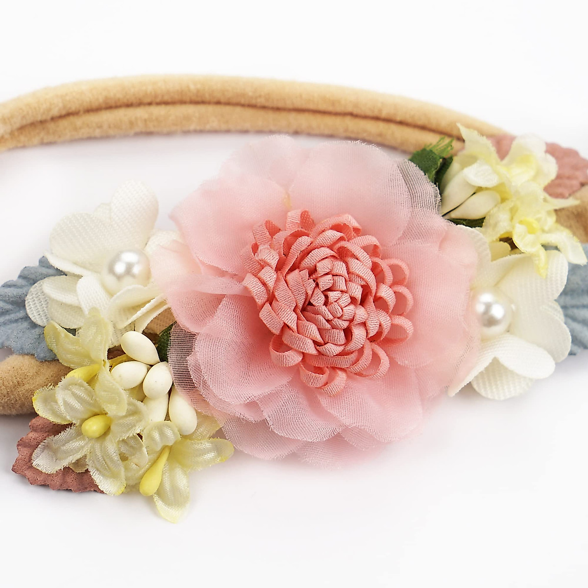 6PCS Baby Girl Headbands Flower Nylon Headbands Elastic Hair Bands Baby Floral Hair Accessories for Newborn Infant Toddlers Baby Birthday Party (Flower Baby Headbands-A)