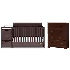 Home Square 2-Piece Set with Crib & 4 Drawer Chest in Espresso