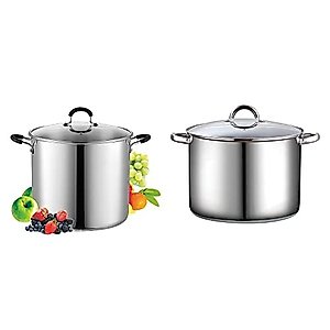 Cook N Home 16 Quart Stockpot with Lid, Stainless Steel and Stockpot Sauce Pot Induction Pot With Lid Professional Stainless Steel 12 Quart