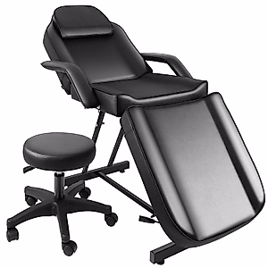 Artist hand Facial Bed Massage Table Adjustable Tattoo Chair W/Free Barber Bed Spa Chair Salon Massage Equipment Tattoo Bed Salon Chair with Tattoo Stool