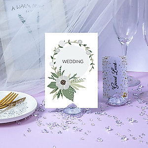 1624 Piece Diamond Place Card Holders Decorations includes 24 Pieces Acrylic table Number Holders for Wedding and 1600 Pieces Crystal Confetti Clear Diamond for Party Weddings