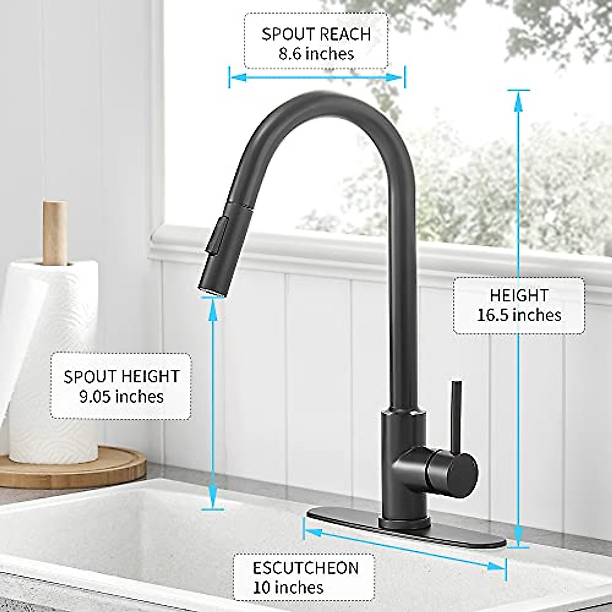 Touch Kitchen Faucet Sprayer Sink Smart Faucet with Pull Down Activated Black Faucet
